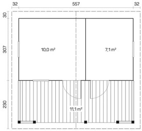 Sauna ELIOT 577x557cm, 70mm