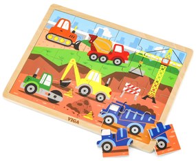Dřevěné puzzle Viga, stavební vozidla