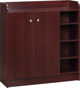 HOMCOM Úložný prostor na boty - Moderní dřevěná skříňka na boty pro 12 párů s 4 otevřenými policemi, 83x30x90 cm, barva kávy