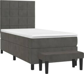 Box spring postel s matrací tmavě šedá 100x200 cm samet 3137828