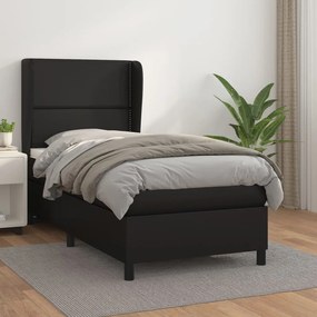 Box spring postel s matrací černá 90x190 cm umělá kůže
