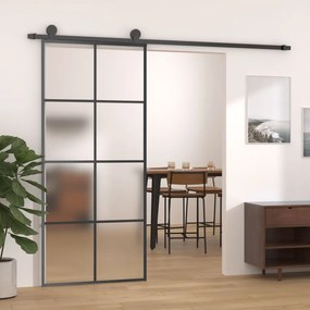 Posuvné dveře s kováním 90x205 cm ESG sklo a hliník 3152142
