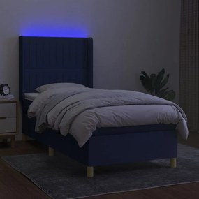 Box spring postel s matrací a LED modrá 90x190 cm textil 3139003