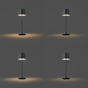 Stolní lampa černá vč. LED IP65 dobíjecí s nabíjecí stanicí - Treble