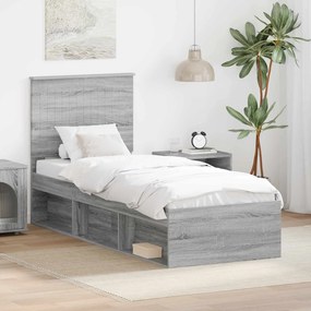 Rám postele s čelo Šedá Sonoma 75 x 190 cm Masivní borové dřevo 3411078