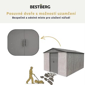 Zahradní domek BestBerg ZDB-9SD / 9 m² / 279 x 324 x 211 cm / dekor bílé dřevo/šedá