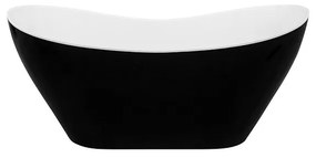 Besco Volně stojící vana z litého mramoru Viya BW Matt 160x70 (170x71) Barva: Bílá/černá, Rozměry (cm): 168x71,5, Typ a barva výpustě: Click-Clack s horním čištěním, zlatá
