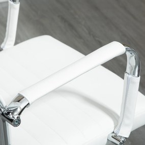Kancelářská židle Vinsetto s houpací funkcí ergonomická kolečka otočná o 360° ocelové nohy imitace kůže nosnost 120 kg 54 x 62 x 104-114 cm Bílá | Ao…
