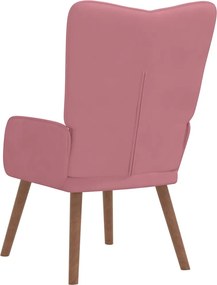 Relaxační křeslo růžové samet 327659