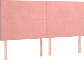 Box spring postel s matrací a LED růžová 200x200 cm samet 3136028