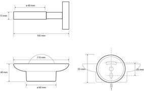 Sapho, X-ROUND WHITE mýdlenka skleněná, bílá, XR803W