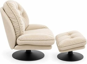 LuxuryForm DESIGN Otočné křeslo LUNA s podnožkou - krémové