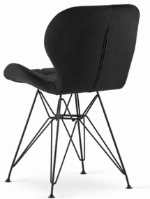 Sametová židle Paris černá s černými nohami