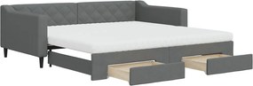 Válenda s přistýlkou a zásuvkami tmavě šedá 100 x 200 cm textil 3197486