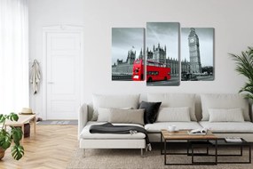 Vícedílný obraz Červený Londýnský Autobus Nedostatek Nedostatek Přírodní plátno 180x120
