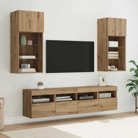 TV nástěnné jednotky s LED 5 ks Artisanový dub kompozitní dřevo 3402981