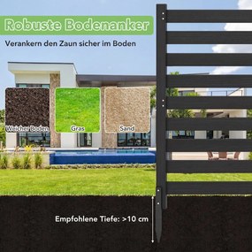 Costway 4-dílný zahradní plot s dřevěnými sloupky, plot na ochranu soukromí