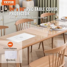 PVC chránič stolu 61 × 243,8 cm průhledný plastový o tloušťce 1,5 mm