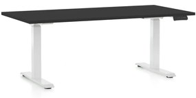 Výškově nastavitelný stůl OfficeTech D, 160 x 80 cm, bílá podnož, černá