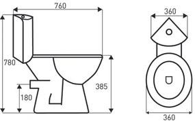 Novoterm Rohové WC kombi NV-Corner KR 61 ZO se zadním odpadem a SoftClose sedátkem