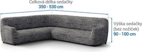 Bielastické potahy VITTORIA šedá rohová sedačka (š. 350 - 530 cm)
