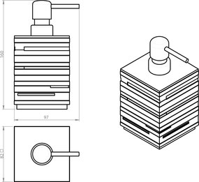 Gedy, QUADROTTO dávkovač mýdla na postavení, tortoru, QU8166