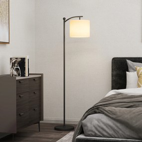 HOMCOM Stojací lampa, nastavitelné možnosti osvětlení, nožní spínač, dálkové ovládání, kov, černá