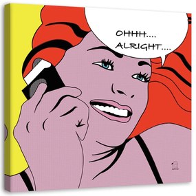 Obraz na plátně Pop-artová žena s telefonem - 60x60 cm