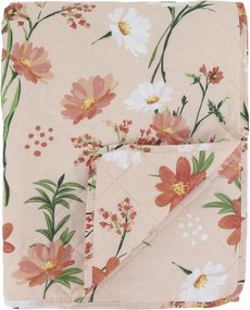 Růžový bavlněný přehoz s květy Aix Quilt Wild Flowers - 130*180 cm