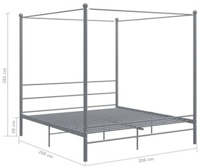 vidaXL Marketos Rám postele s nebesy šedý kovový 200 x 200 cm