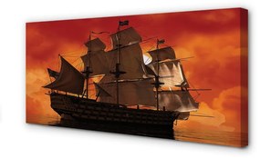 Obrazy na plátně Loď moře oranžová obloha 100x50 cm
