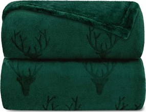 Vánoční deka NOBLE Deer 150x200 cm - tmavě zelená