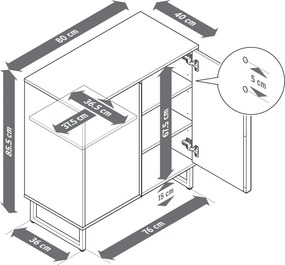 Tchibo - Komoda »Leeg« se 2 dvířky - barva: šedá