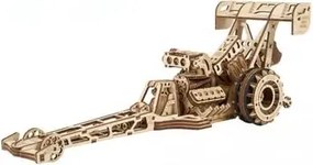Ugears 3D dřevěné mechanické puzzle Závodní auto (dragster) / od 14 le