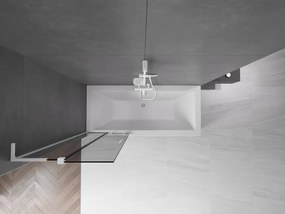 Mexen Velar L, 2-křídlová posuvná vanová zástěna 70 x 150 cm, 8mm šedé sklo, bílá matná, 896-070-003-41-20