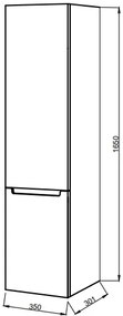 Kingsbath Eliba II 35 vysoká závěsná skříňka do koupelny Orientace: Levá