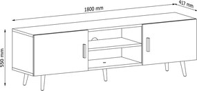 Obývací stěna BRILLO s komodou | 280 cm + 120 cm | dub ribbeck/bílá