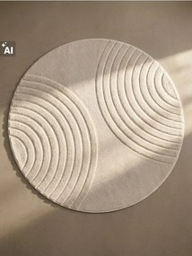 Sinsay - Kulatý koberec s geometrickým vzorem - krémová