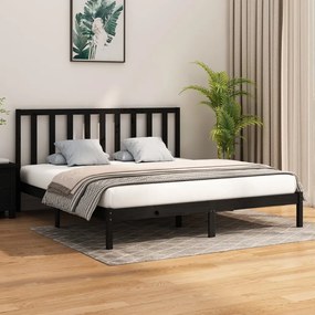 Rám postele černý masivní dřevo 180 x 200 cm Super King,  3106787 HangarStore.cz