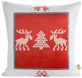 VÁNOČNÍ DEKORAČNÍ POVLAK NA POLŠTÁŘ REINDEER 1KS 60X60 CM VZOROVANÁ