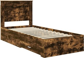 Rám postele s čelo Kouřový dub 90 x 190 cm Kompozitní dřevo 3410362