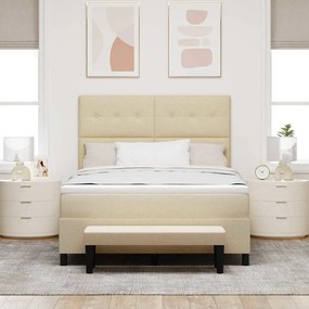 Postel s boxspringem s čelo Krémová 160 x 200 cm textil 3344084