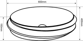 BPS-koupelny Keramické umyvadlo na desku HYD-SR-BL-GL-600 60x40 cm, černo / zlaté