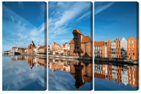 Vícedílný obraz Panorama Gdaňsku S Výhledem Na Řeku Nedostatek Nedostatek Přírodní plátno 150x100