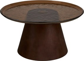 Tmavě hnědý kulatý konferenční stolek se skleněnou deskou ø 80 cm Orvieto – House Nordic