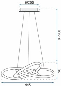 Toolight - LED závěsné svítodlo prstenové + dálkové ovládání APP389-CP, chrom, OSW-06905