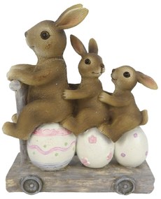 Dekorace rodinky králíků na vozíčku - 11*4*12 cm