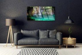 akrylový obraz Jezero Vodopád Příroda 100x50 cm