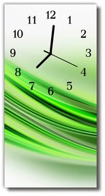 Skleněné hodiny vertikální Art Lines grafika zelená