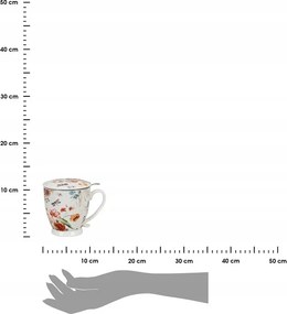 Porcelánový hrnek Rebecca 510 ml se sítkem bílý/vícebarevný